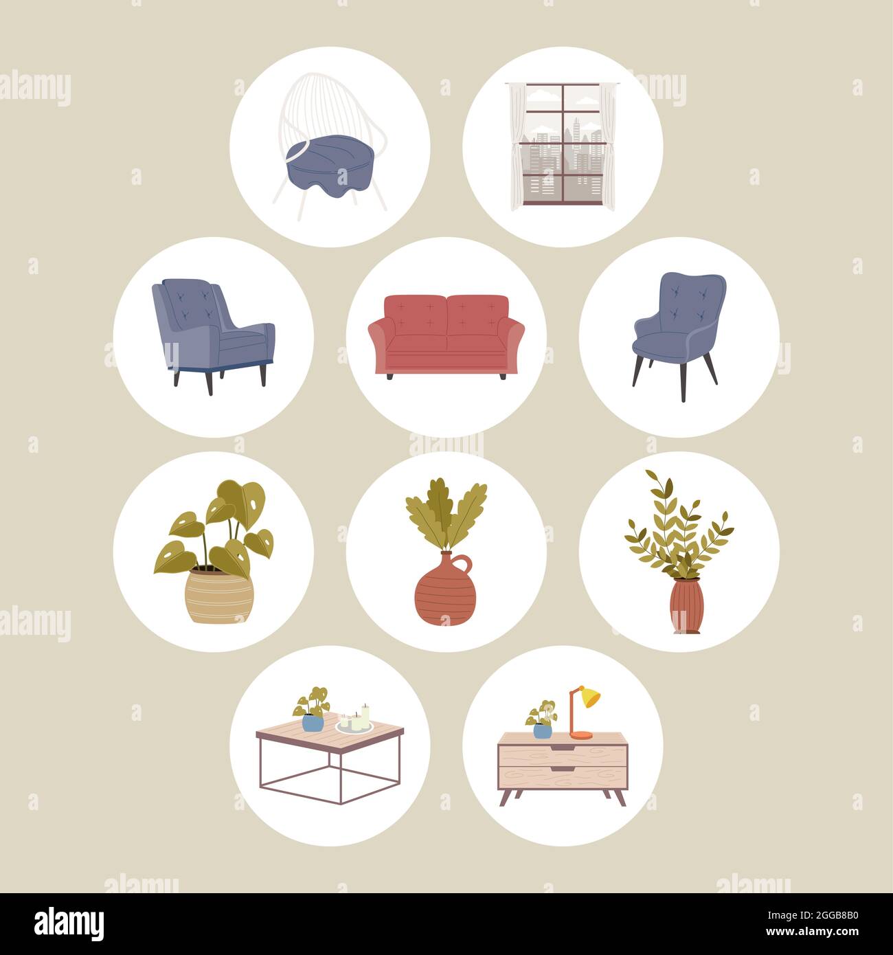 set of comfy house objects Stock Vector Image & Art - Alamy