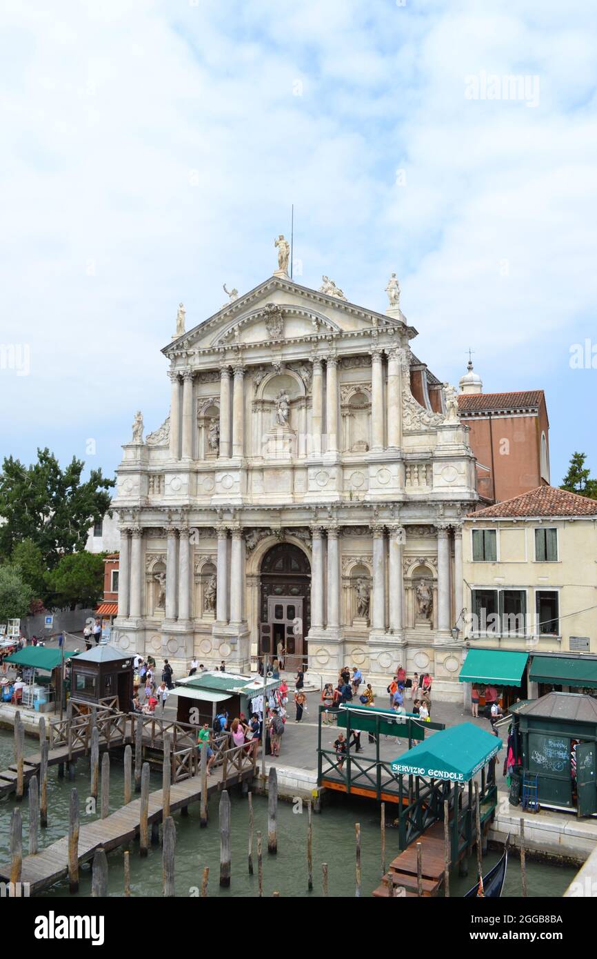 View of famous building in venecia, with canals at the front during ...