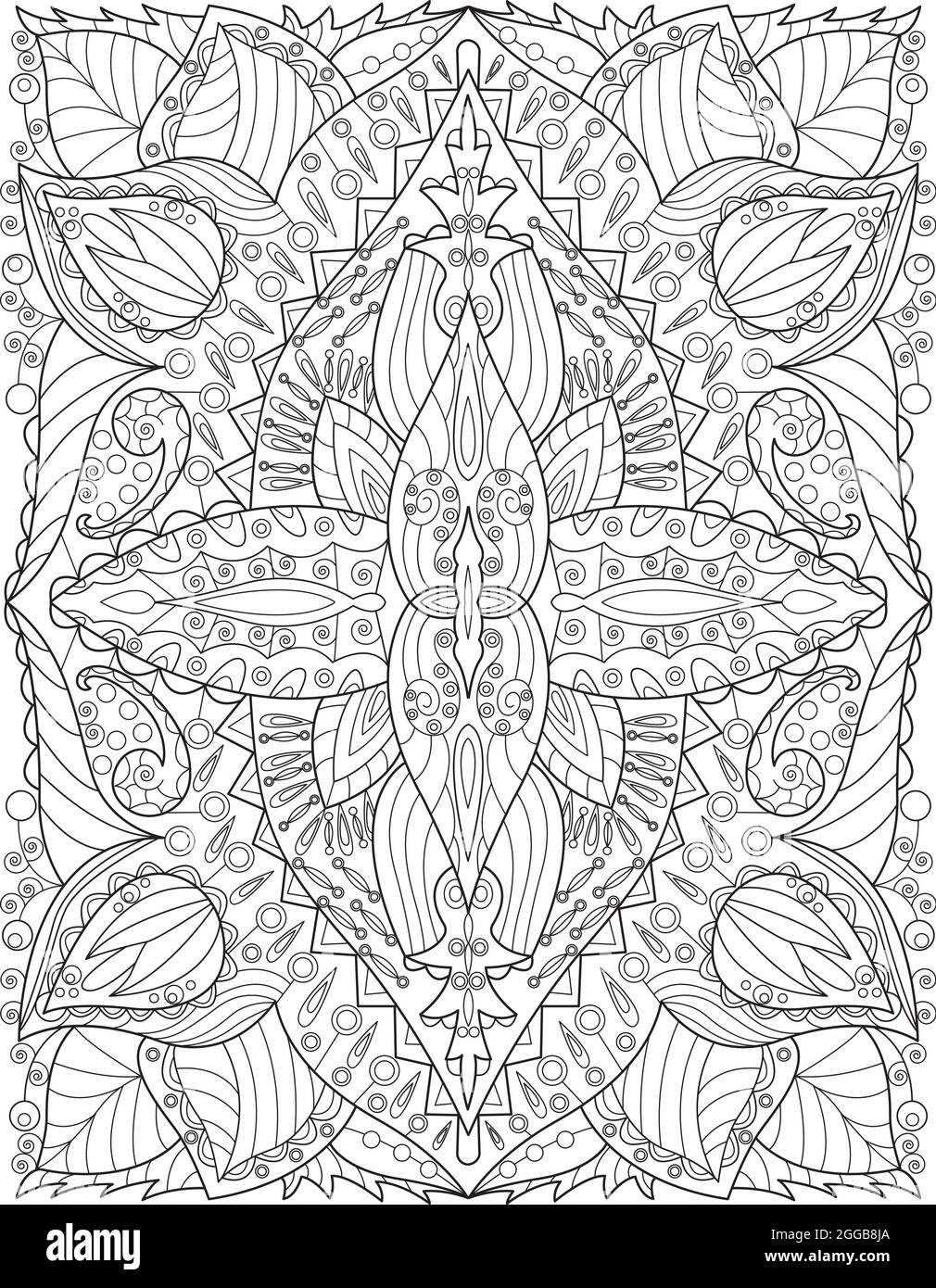 A Beautiful Large Flower Pattern Drawing Growing Slow Surrounded By ...