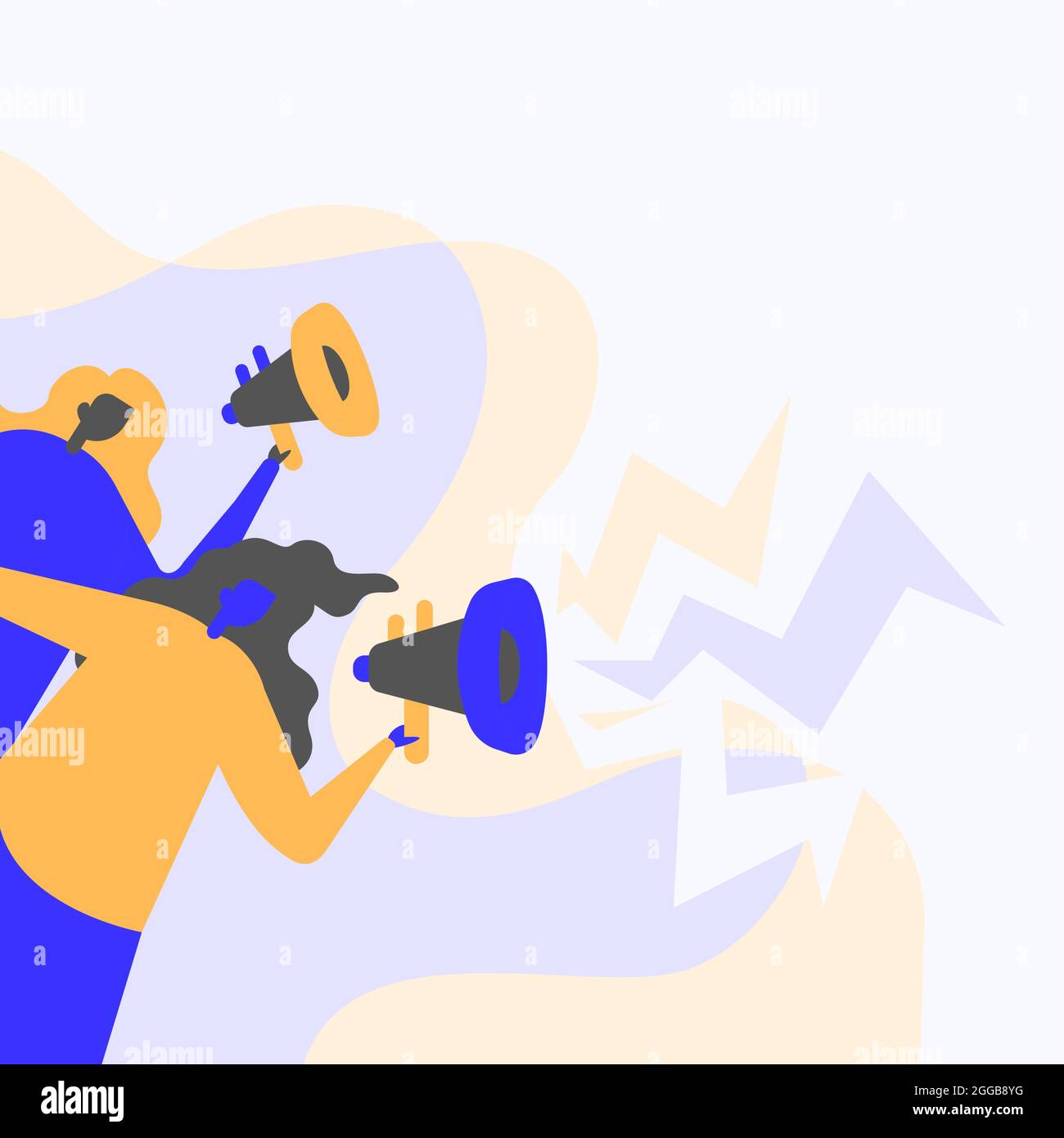 Women Drawing Holding Their Megaphones Loudly Making New Announcement ...