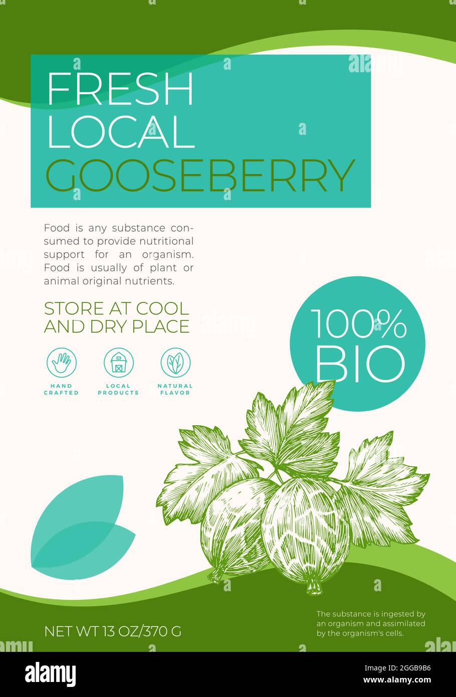 Fresh Local Fruits and Berries Label Template. Abstract Vector ...