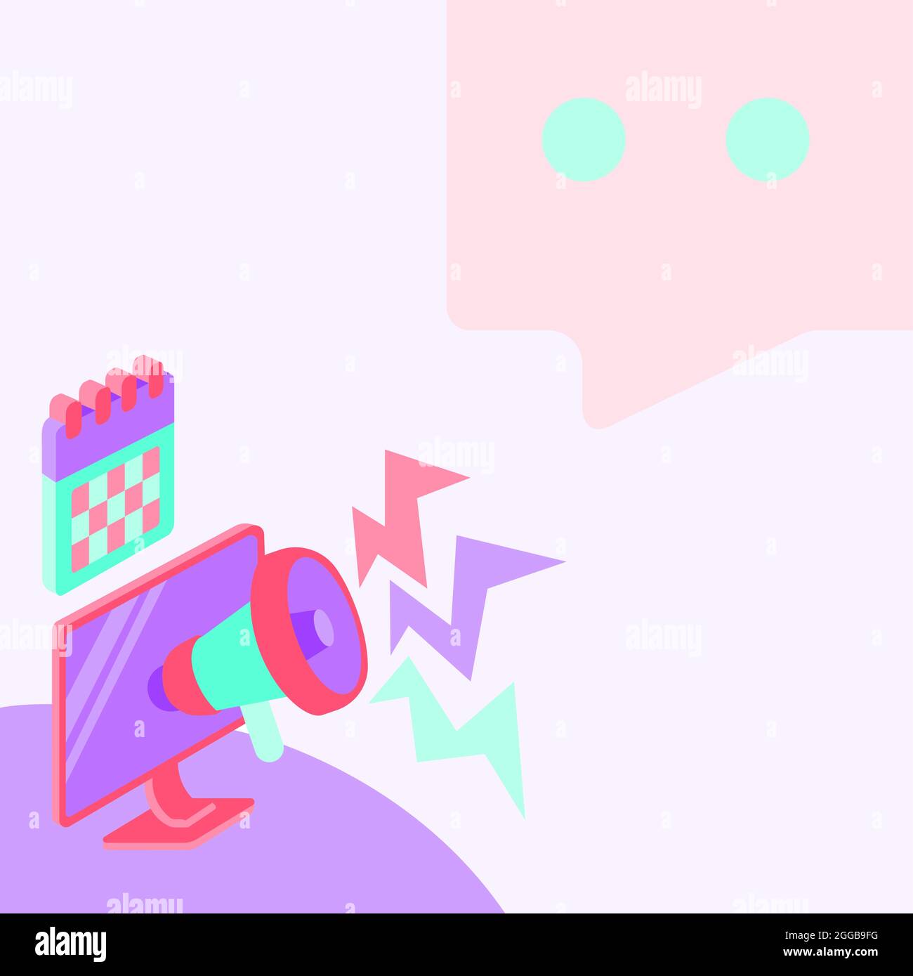 Monitor Screen Drawing With Megaphone Producing Lighting To A Message ...