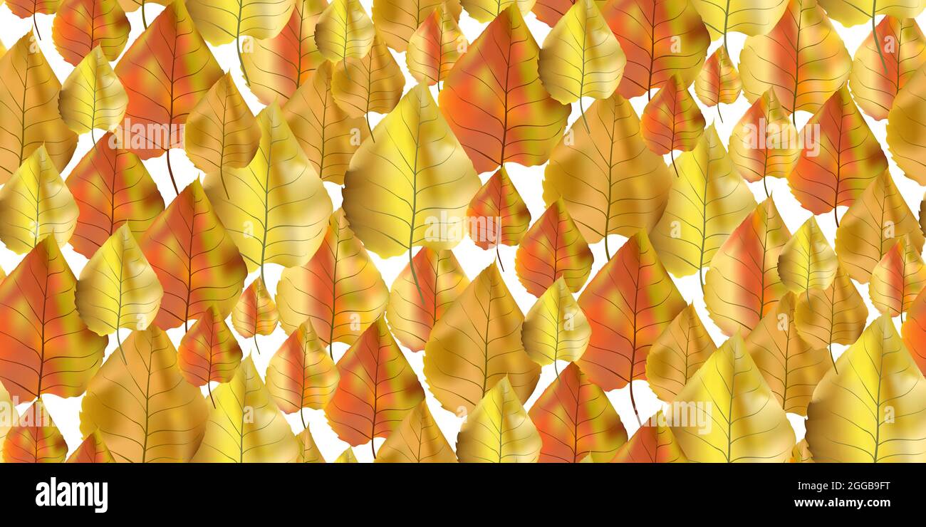 Seamless pattern bright colorful autumn foliage isolated on white ...