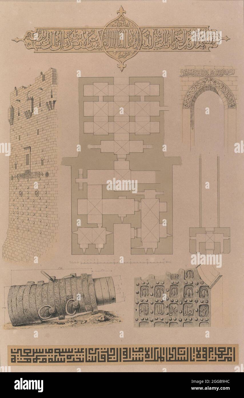 59. Plan et details, Château d’Alep, 1843. Plan and details, Citadel of ...