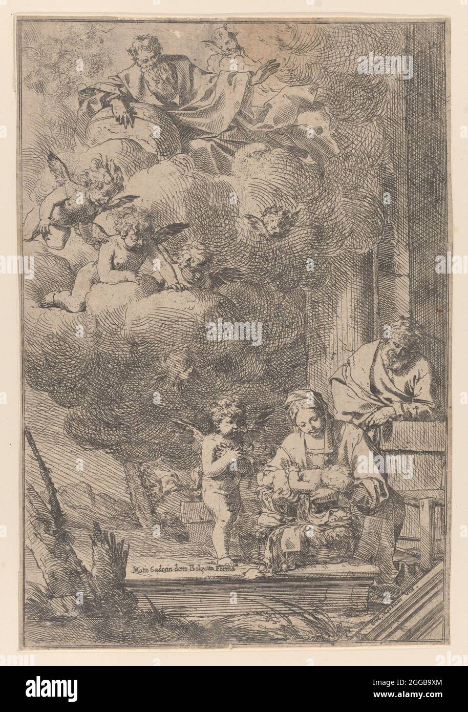 The Holy Family with the Virgin holding Christ over the cradle, 1640-60 ...