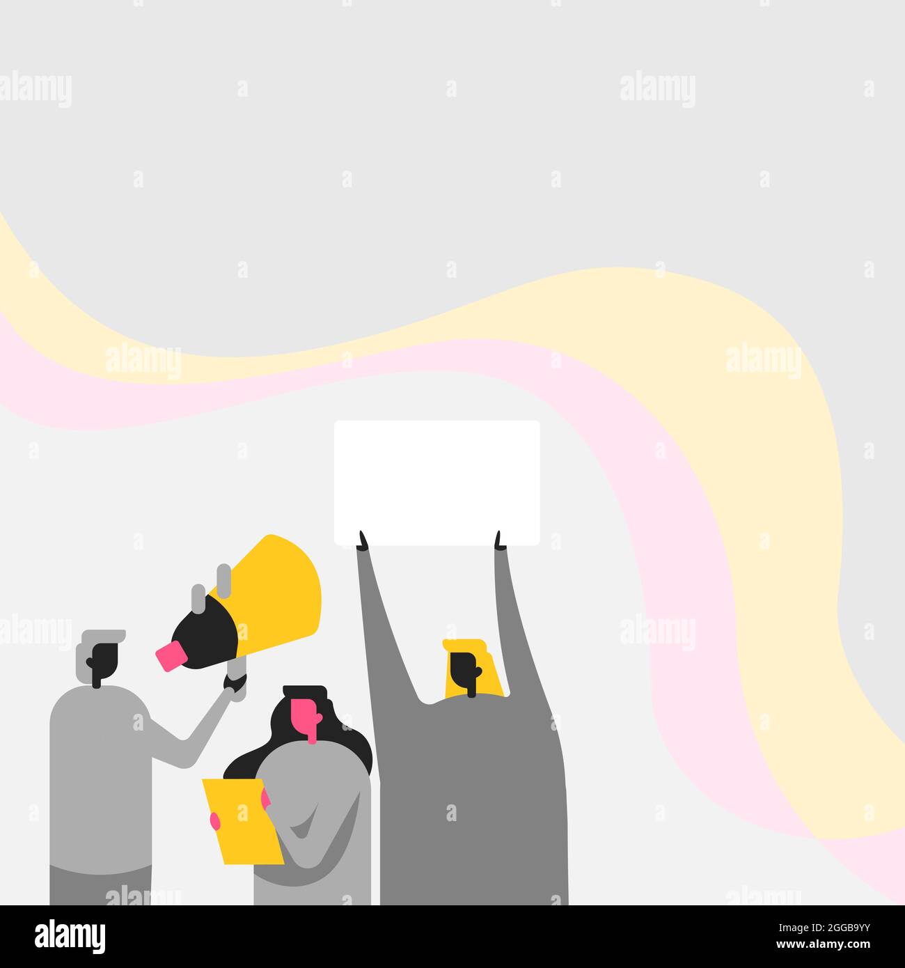 A Group Of Activist Holding Thier Megaphones And Placards Making ...