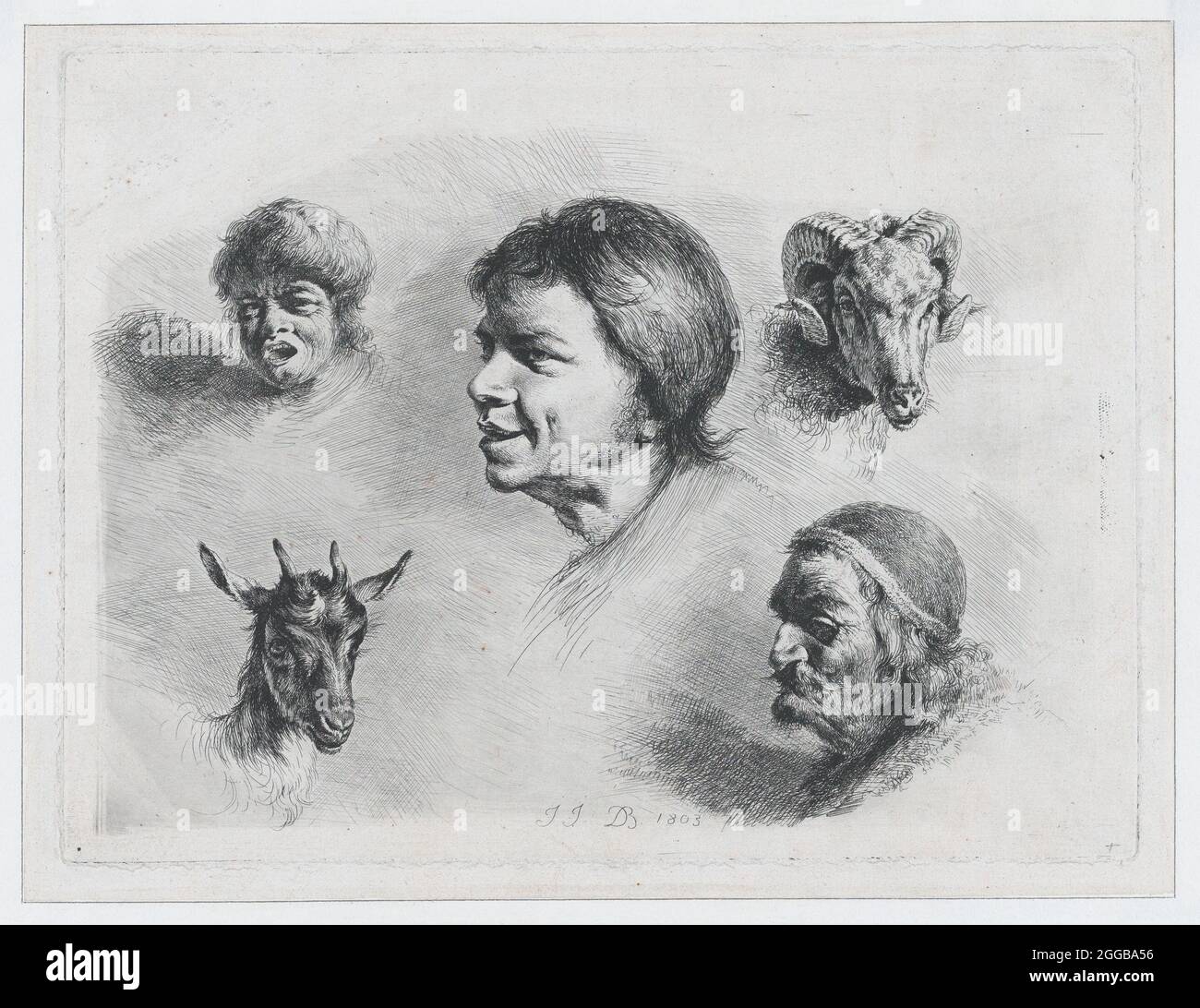 Study of Five Heads, 1803 Stock Photo - Alamy