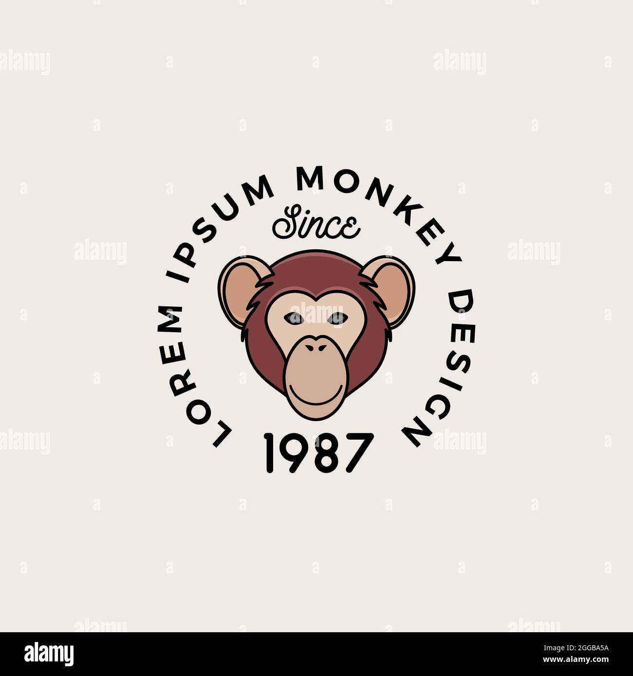 Line Style Monkey or Ape Face with Retro Typography. Abstract Vector ...