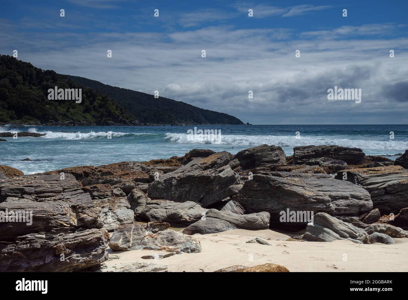 Pacific Ocean from the Tril Tril beach in Los Lagos region, southern ...