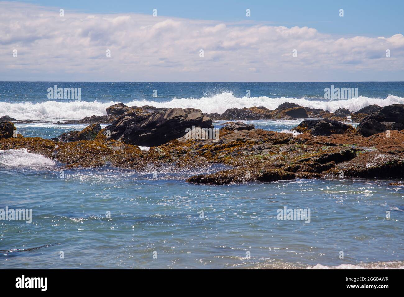 Pacific Ocean from the Tril Tril beach in Los Lagos region, southern ...