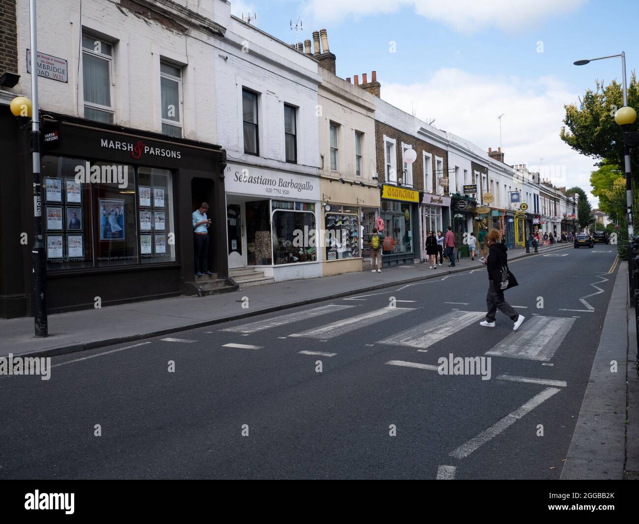 Pembridge Road, Notting Hill, London with pedestrian zebra crossing ...