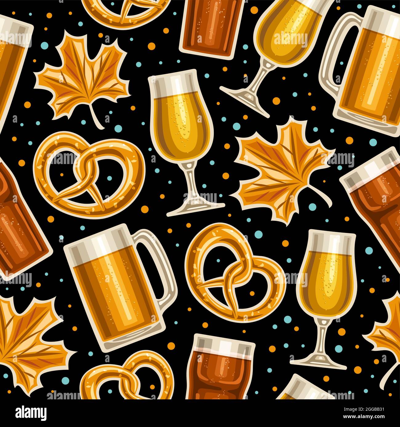 Vector Oktoberfest Seamless Pattern, square repeating background for ...