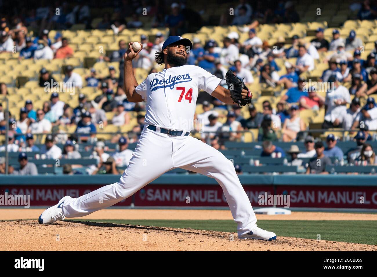 Los Angeles Dodgers relief pitcher Kenley Jansen (74) throws during a ...