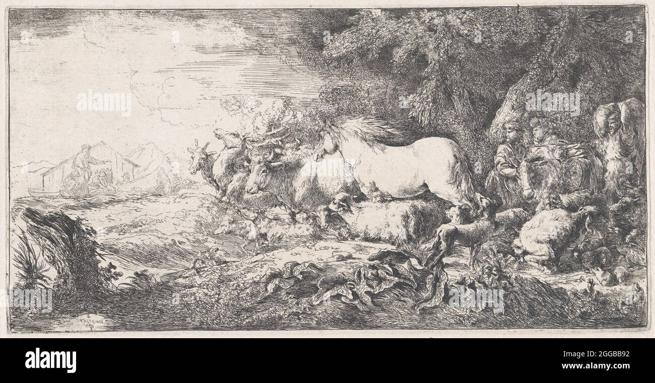 Noah and the animals entering the ark, ca. 1650-55 Stock Photo - Alamy