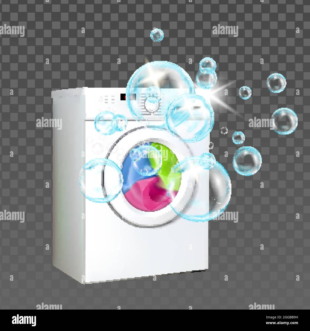 Laundry Machine Home Equipment Wash Clothes Vector Stock Vector Image ...