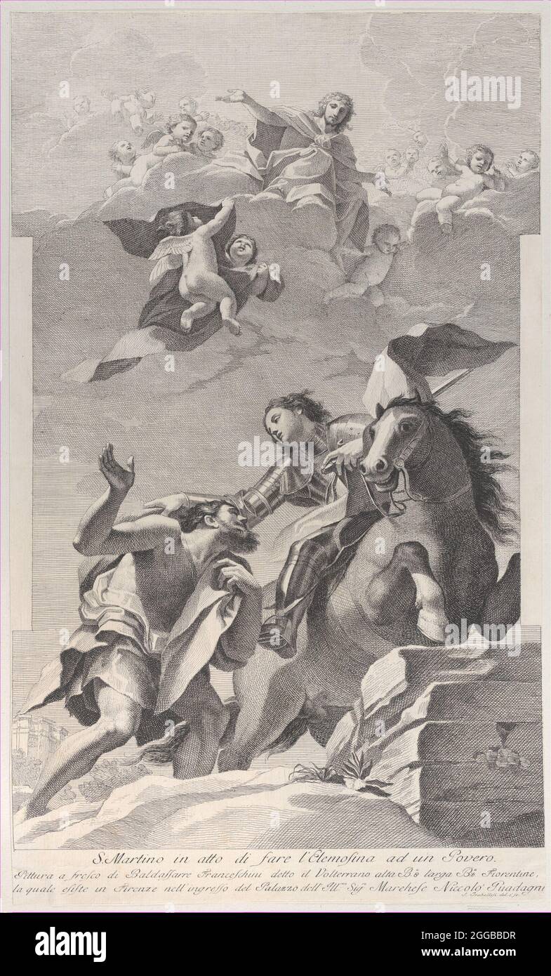 Riding saint martin sharing his cloak with a beggar hi-res stock ...