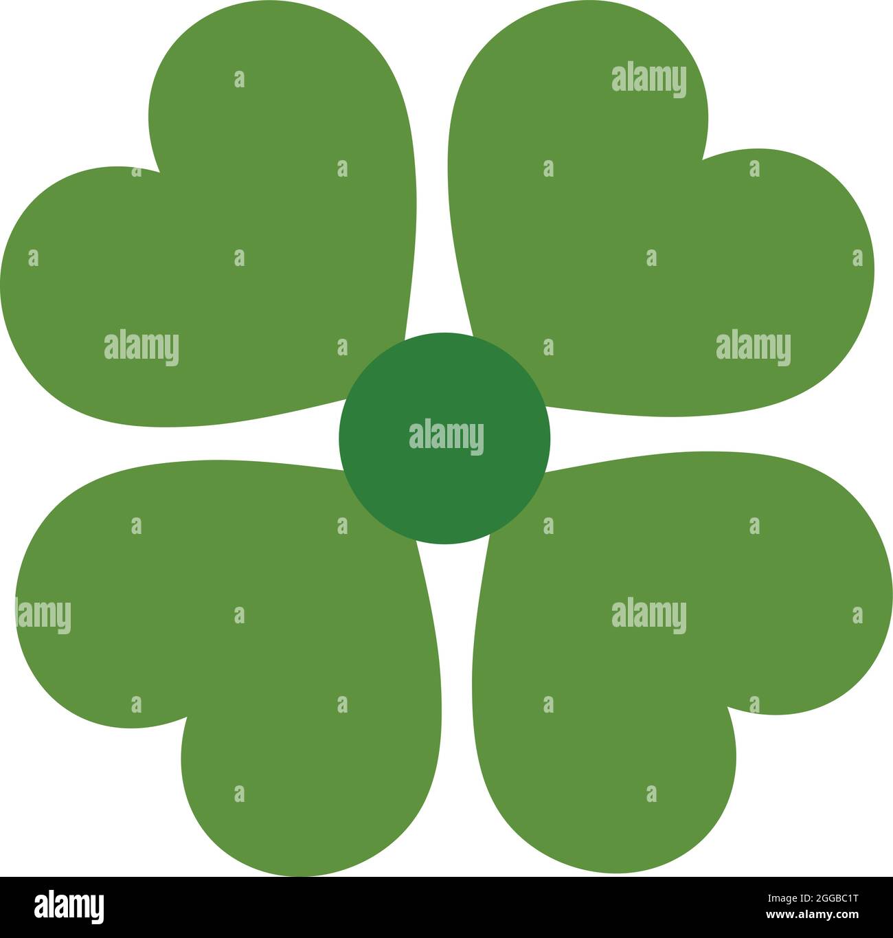 Isolated Heart Shape Green Shamrock Flower. Vector St. Patrick Shamrock ...