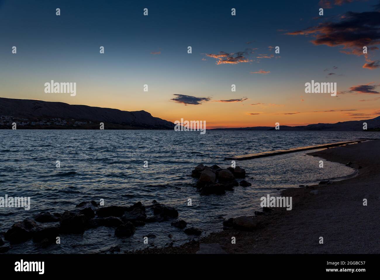 Panoramatic view of sunset over sea in Croatia Stock Photo - Alamy