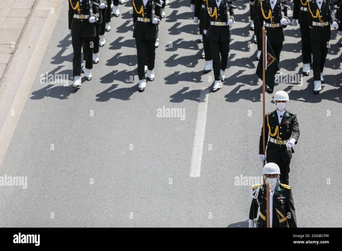 Turkish soldiers march during the military parade.Victory Day is an ...