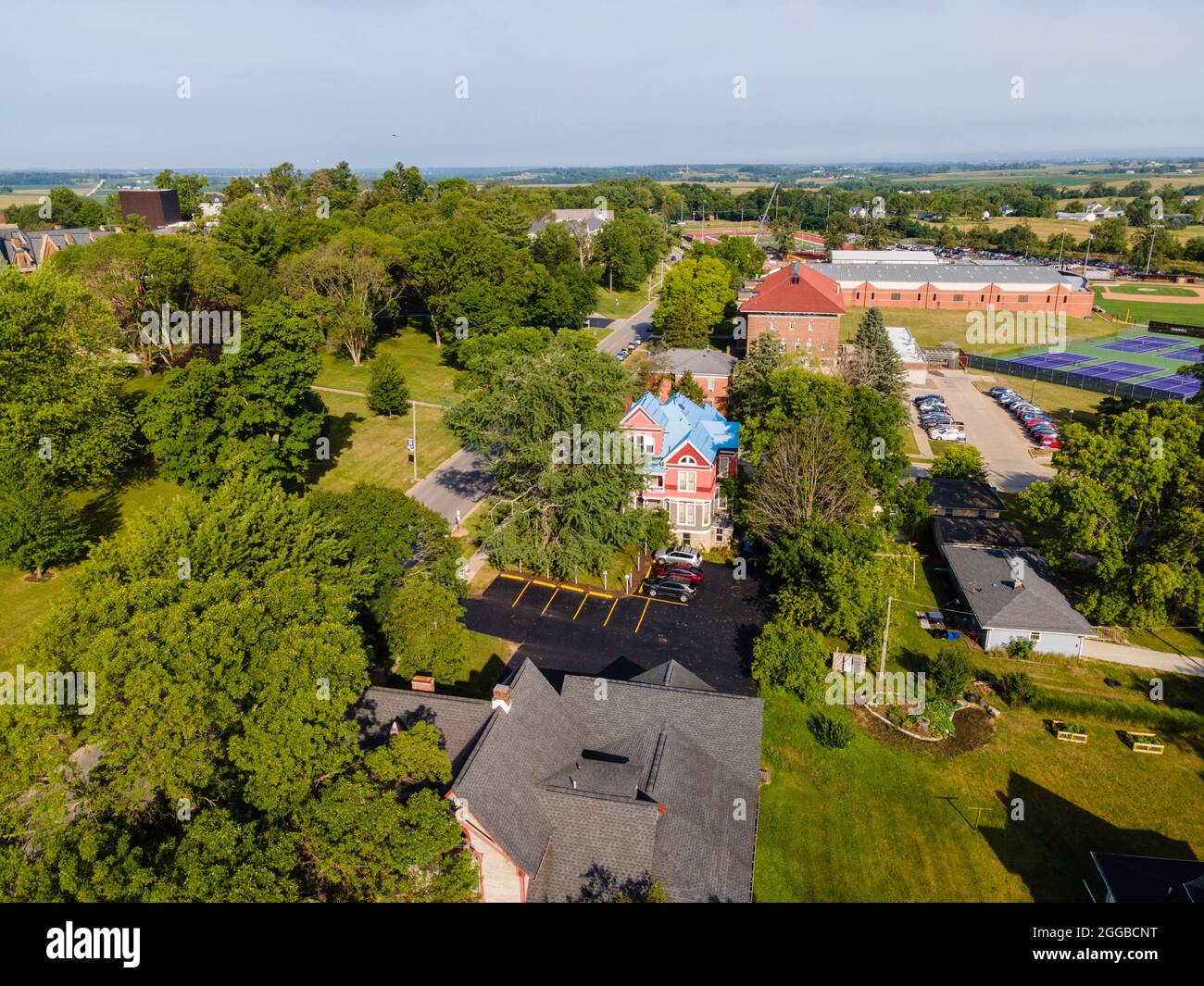 Aerial photograph of the campus of Cornell College, Mt. Vernon, Iowa ...