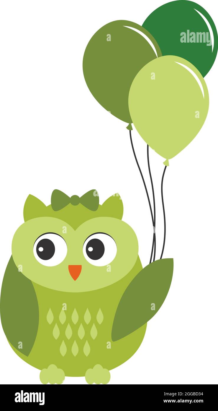 Green Cartoon Owls