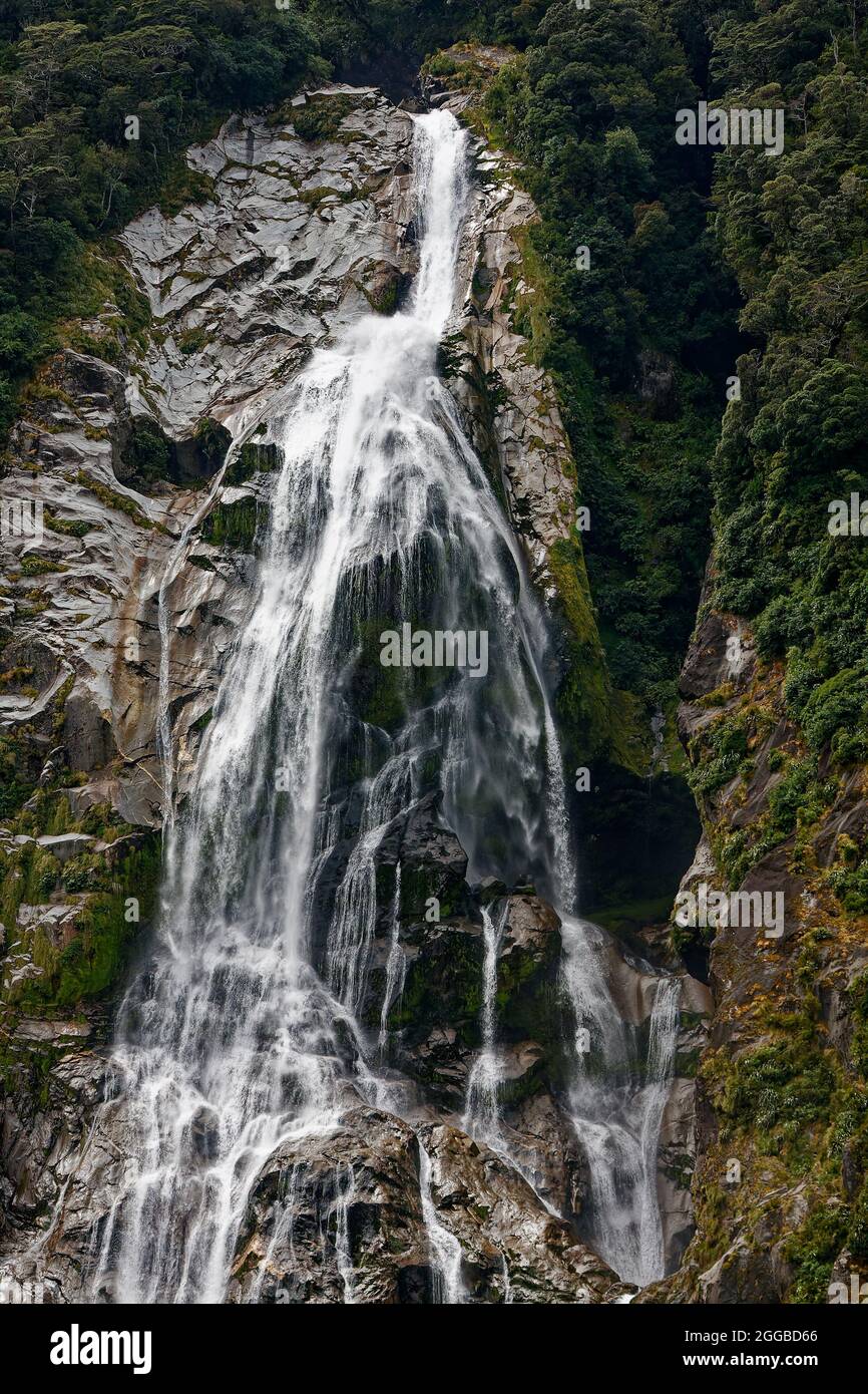 narrow waterfall, moving water, cascading, rock wall, nature, power ...