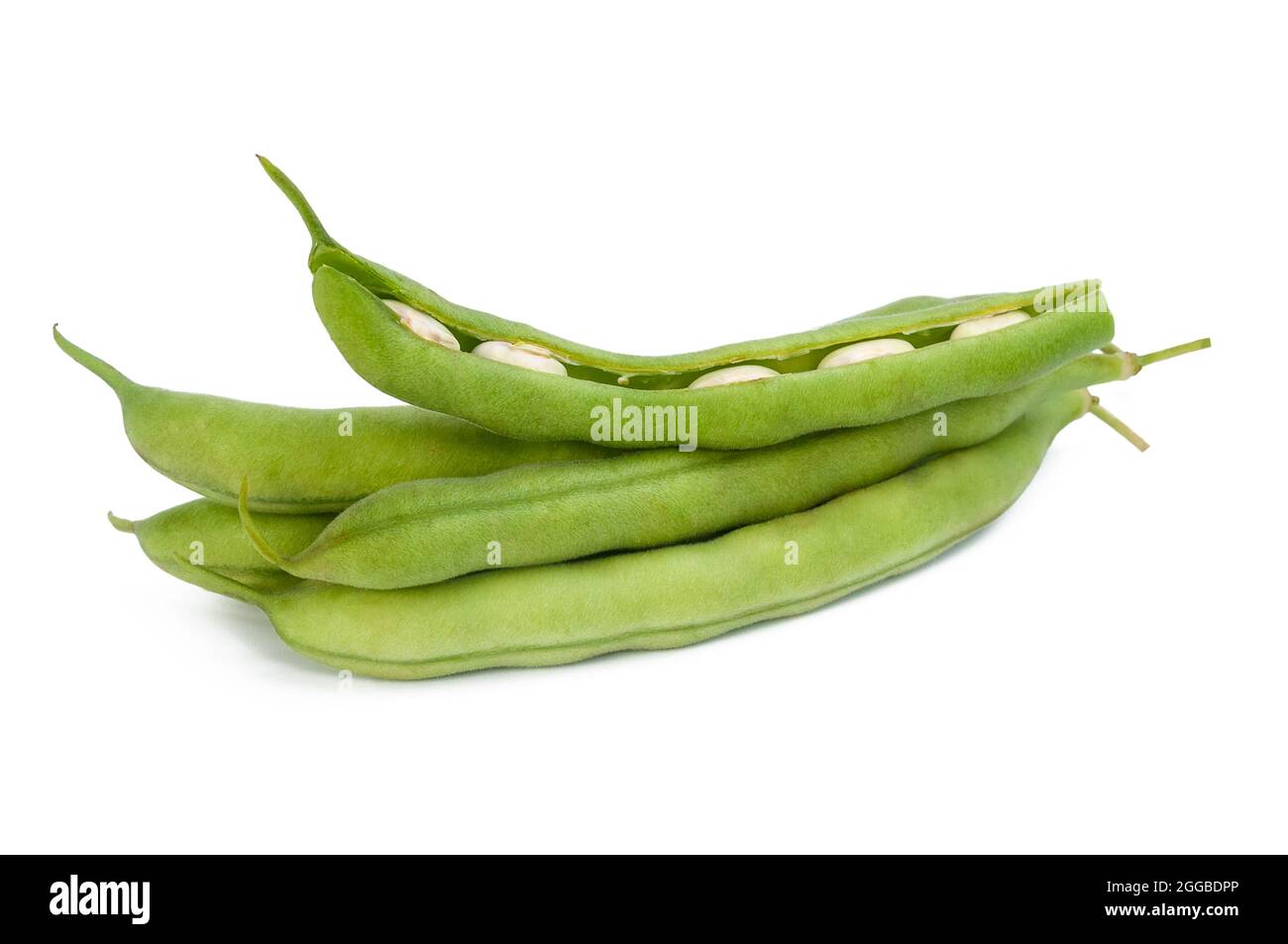 fresh ripe green bean pods isolated on white background Stock Photo - Alamy