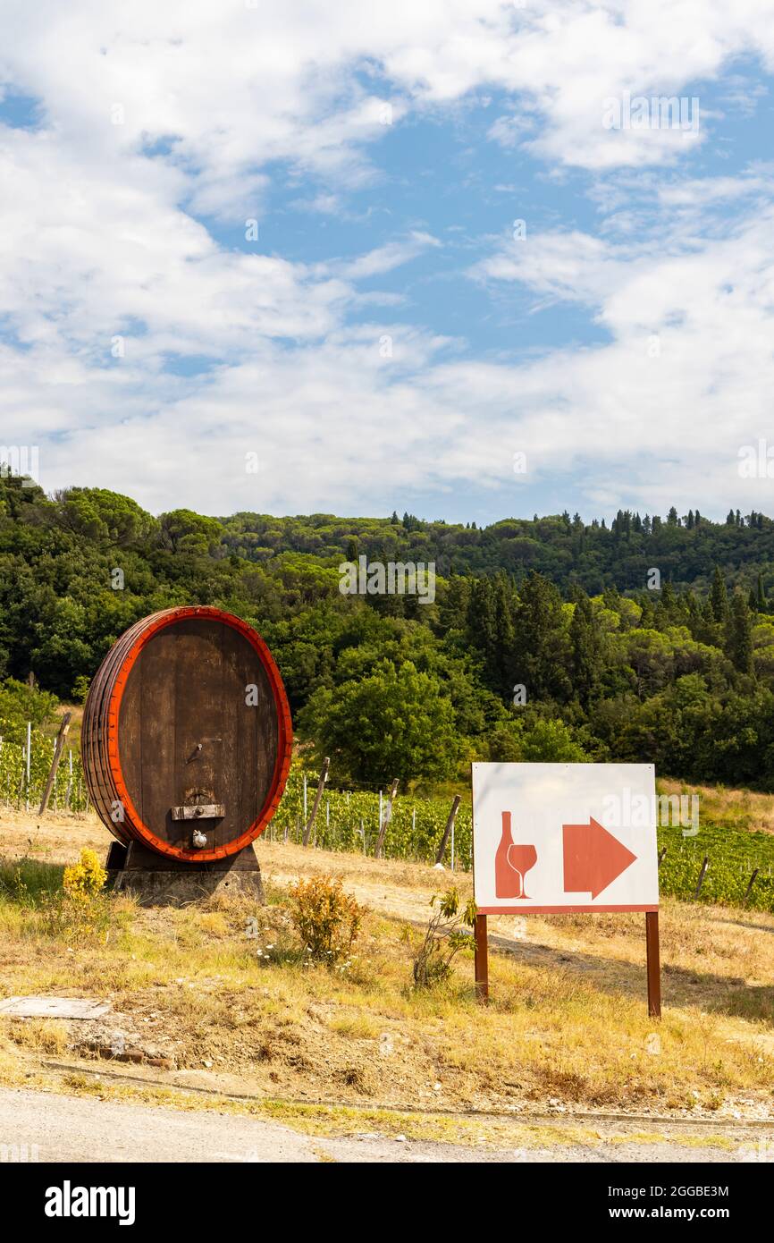 Wine barrel near Firenze, Tuscany, Italy Stock Photo - Alamy