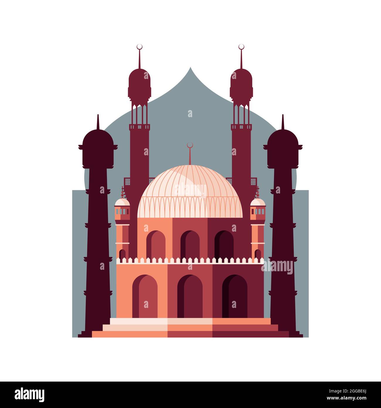 facade of muslim mosque with towers Stock Vector Image & Art - Alamy
