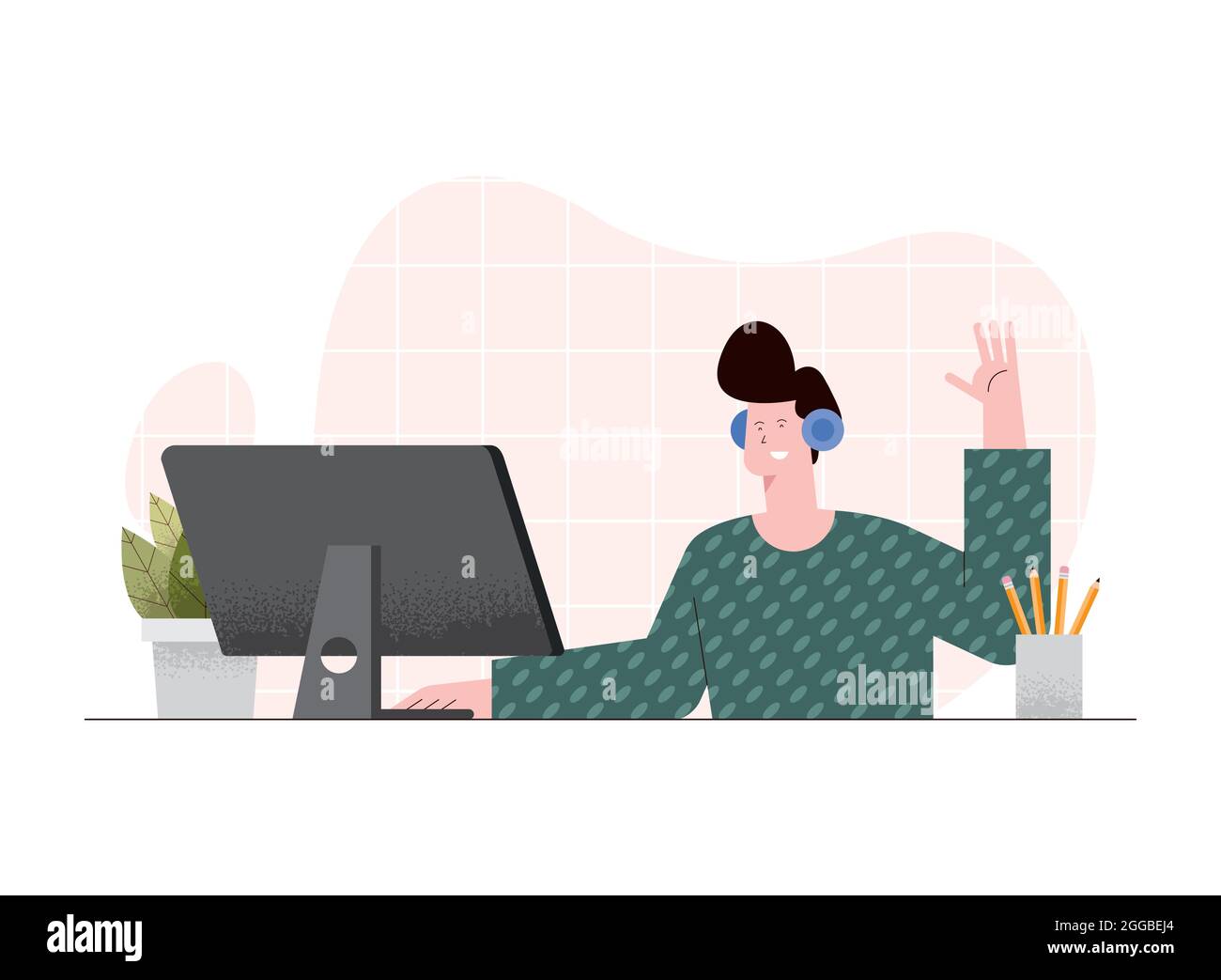 Virtual learning in classroom Stock Vector Images - Alamy