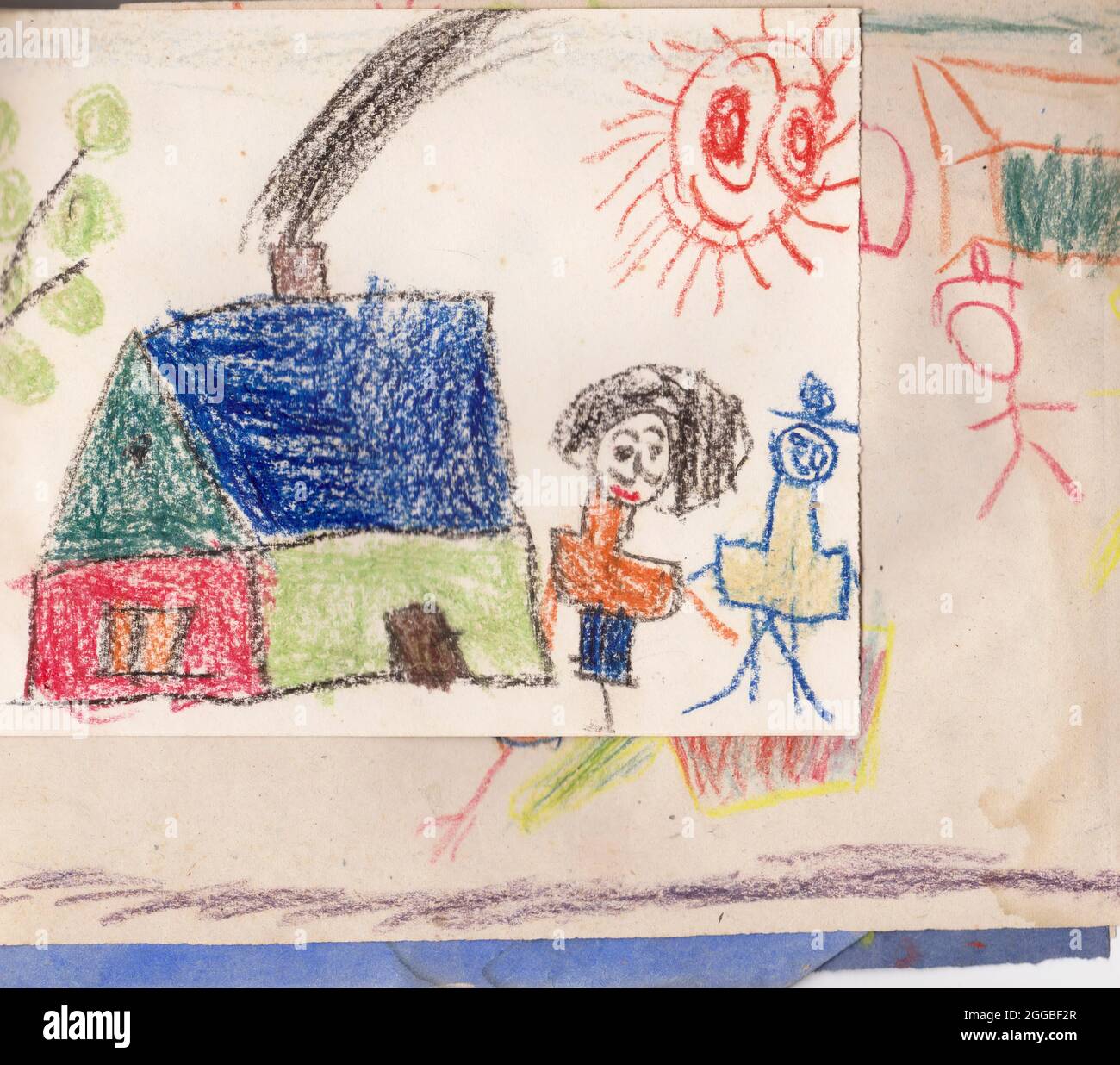 Papers with Childrens Art Stock Photo - Alamy