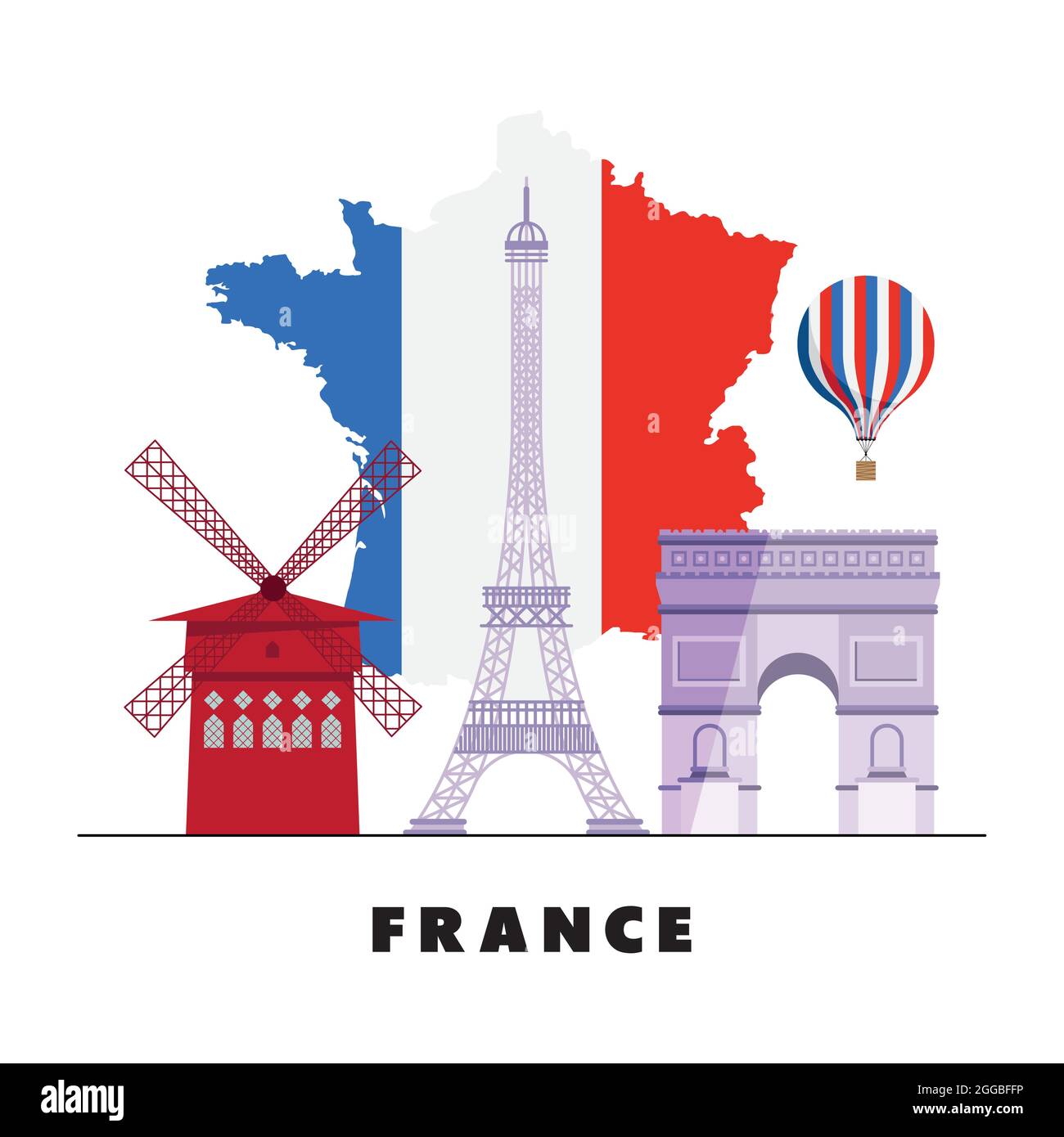 map france and traditional landmarks Stock Vector Image & Art - Alamy