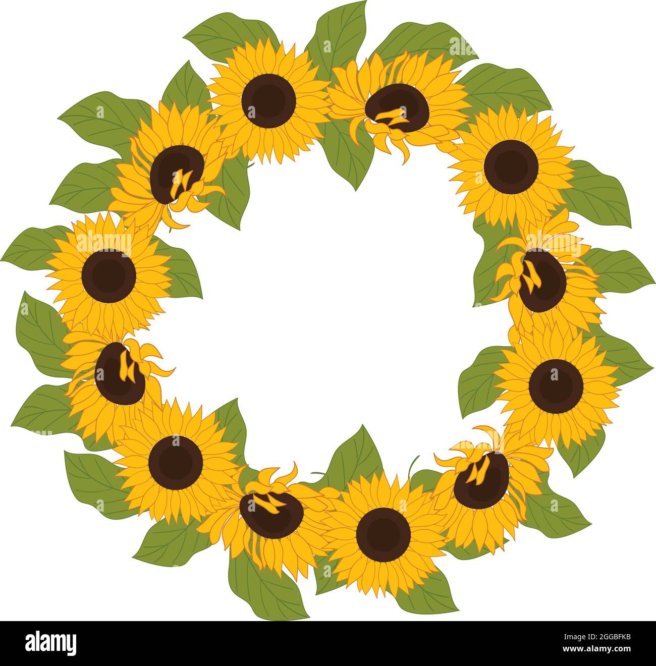 Sunflower Wreath on White Background Stock Vector Image & Art - Alamy