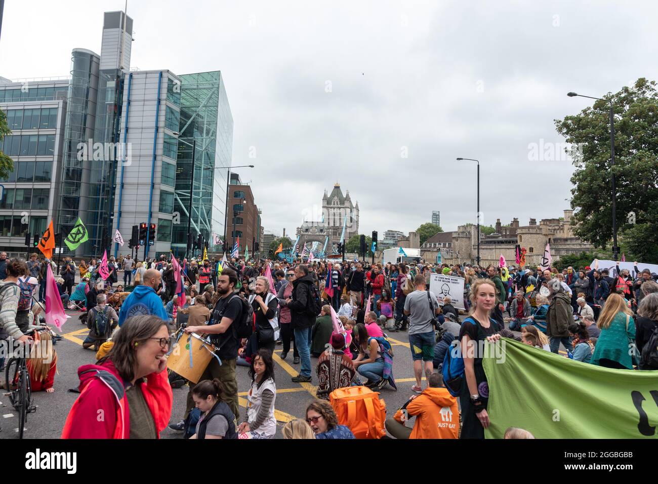 Protesters block roads around Tower Bridge in London as part of ...