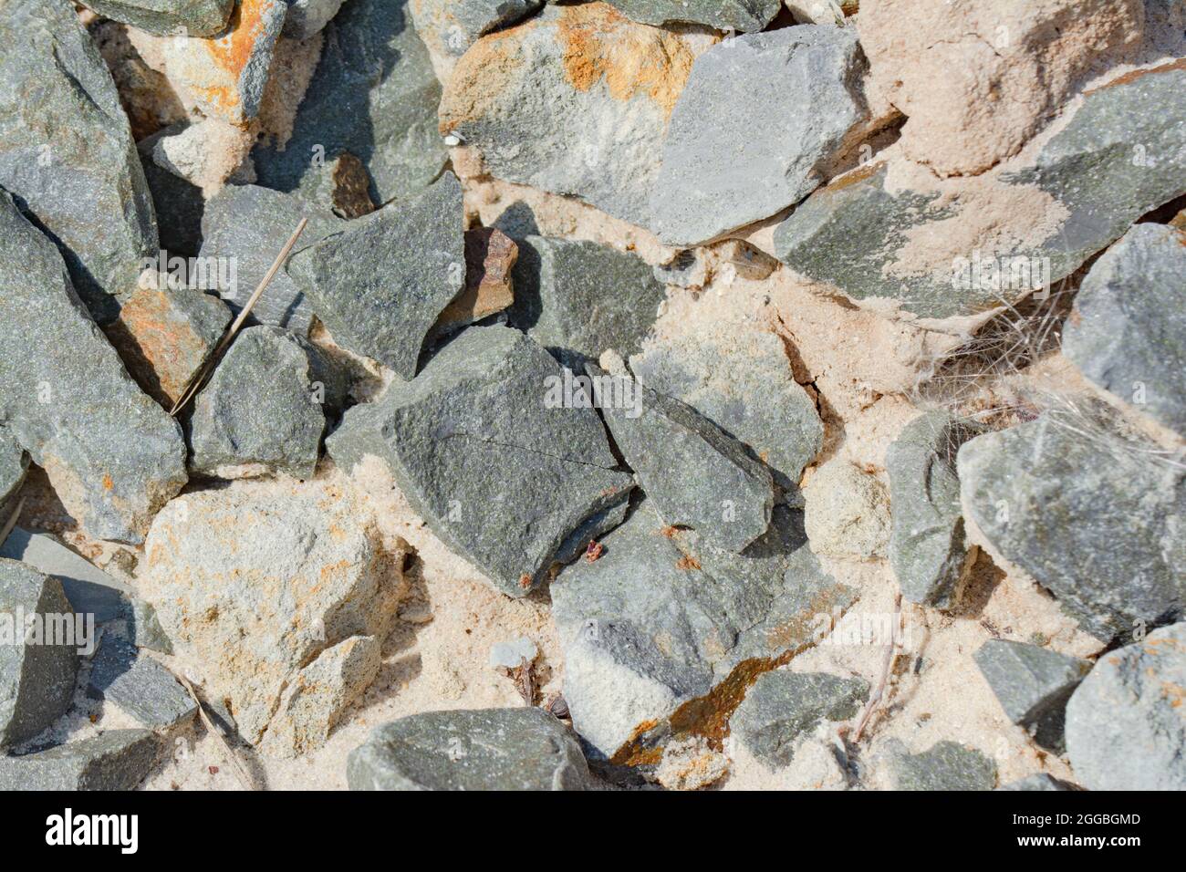 Debris of broken concrete cement rubble with a large and small debris ...