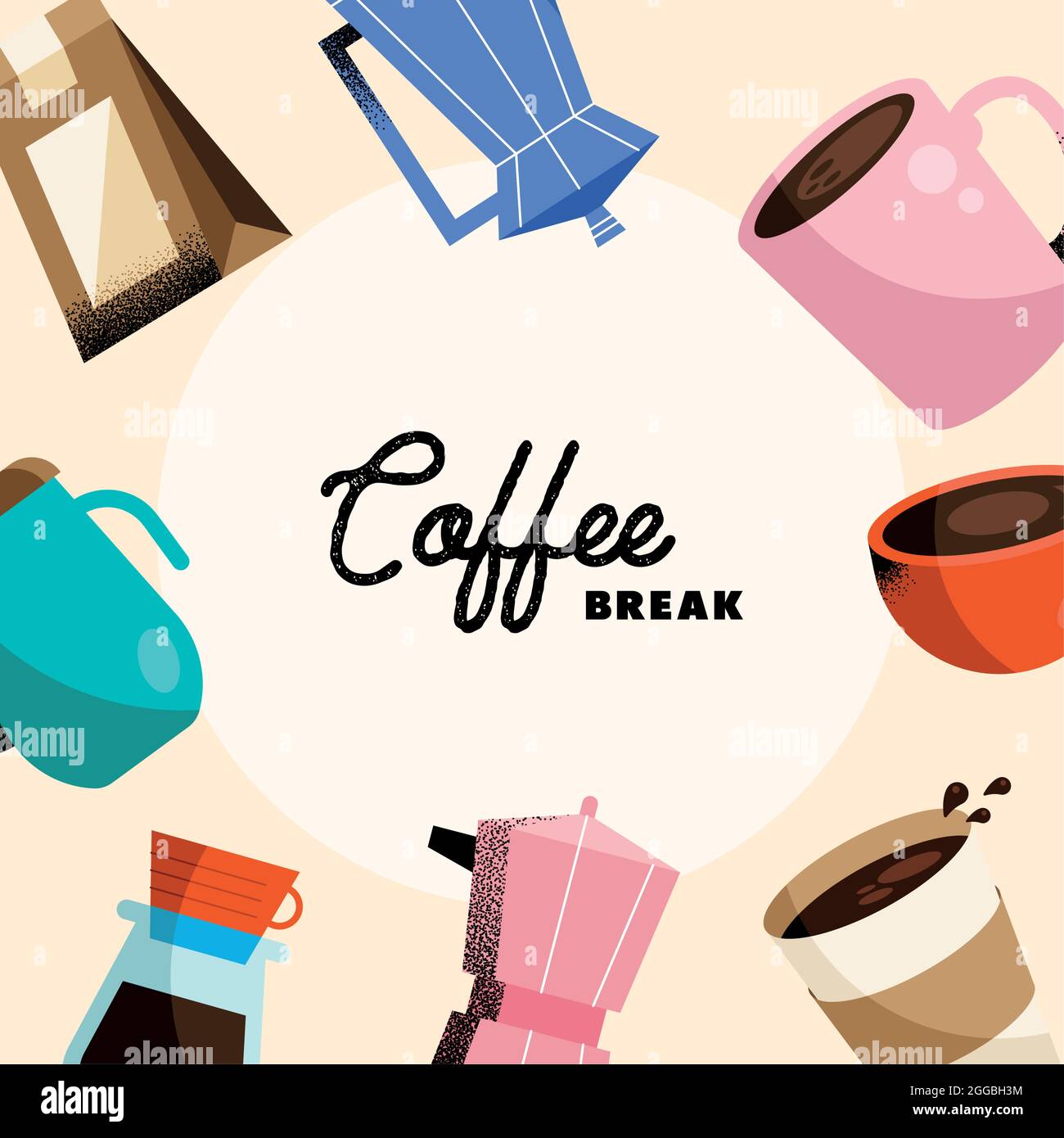 coffee break banner with various drinks Stock Vector Image & Art - Alamy