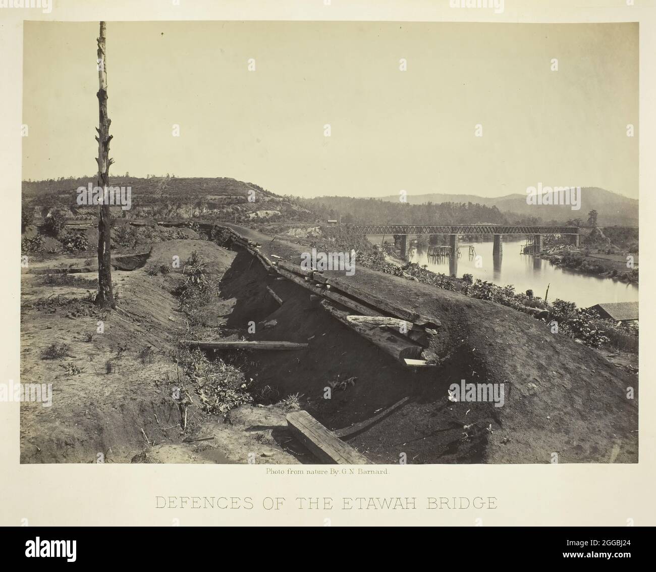 Defences of the Etawah Bridge, 1866. Albumen print, plate 23 from the ...