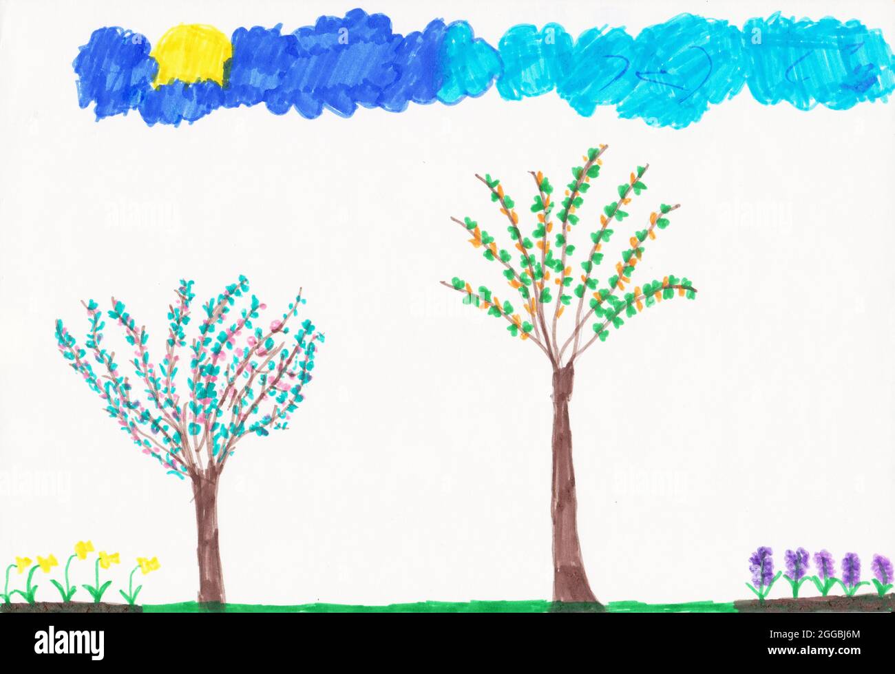 Spring Children's Illustration Stock Photo - Alamy