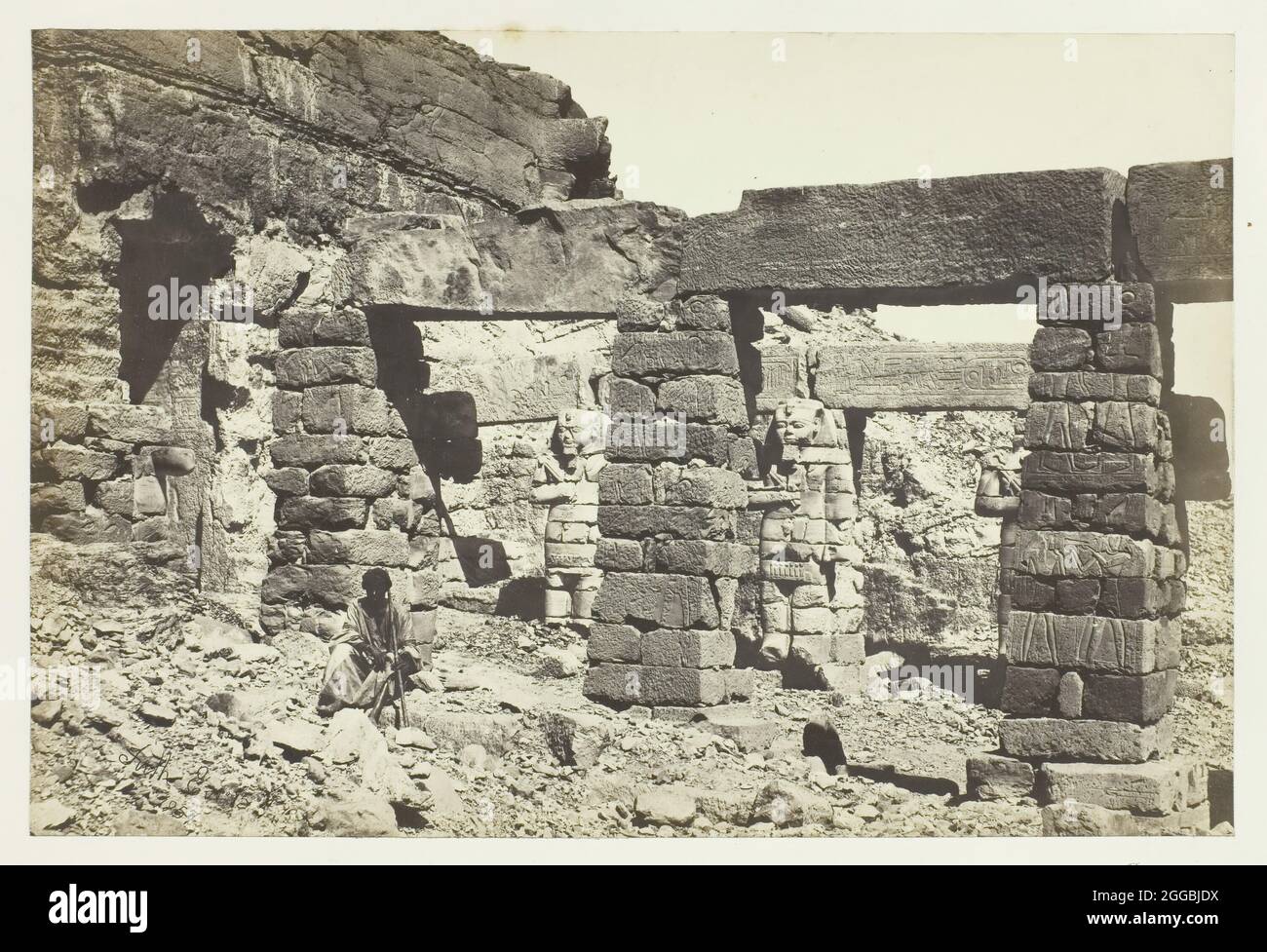 Portico of the Temple of Cerf Hossayn, Nubia, 1857. [The temple of Gerf ...