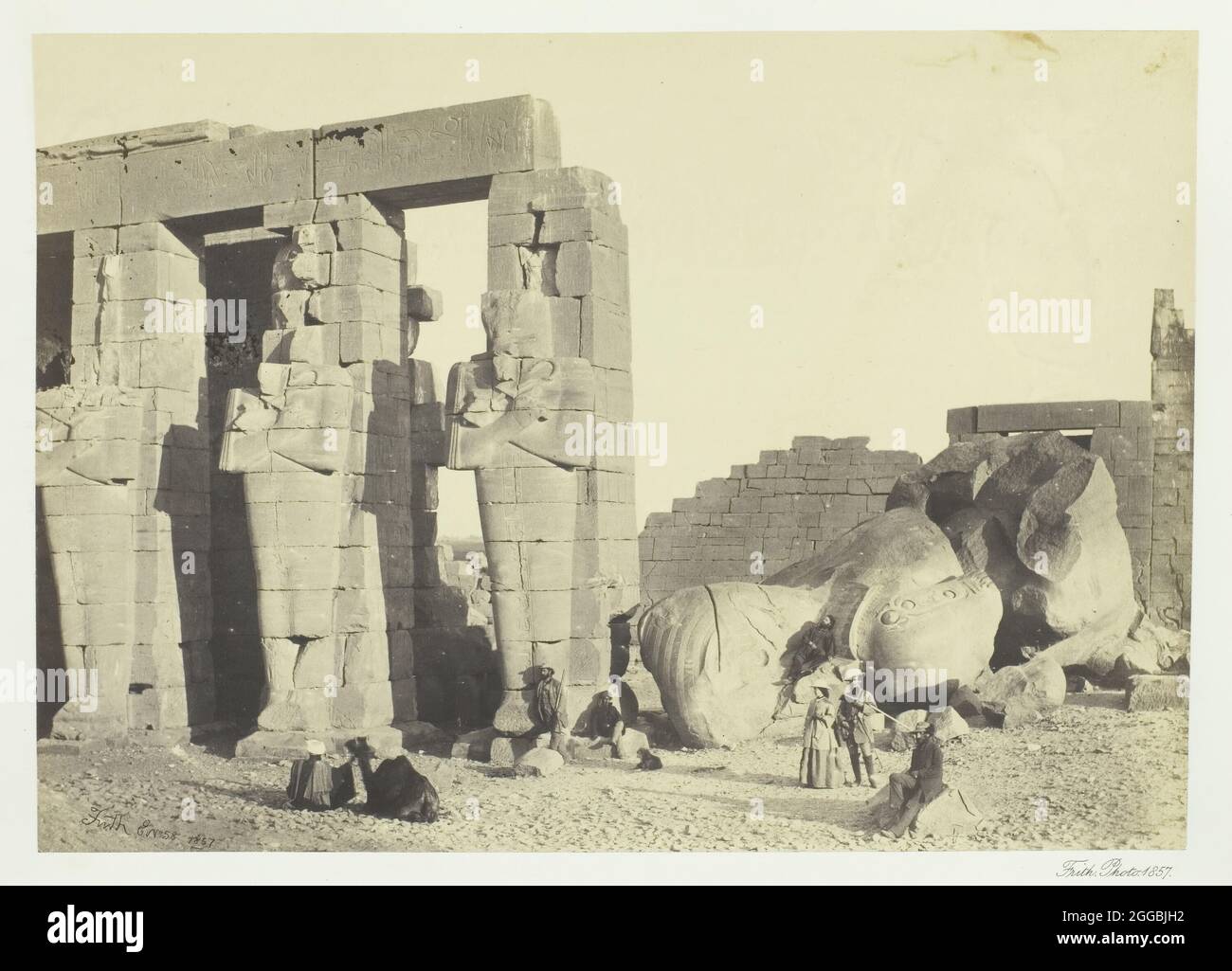 Osiride Pillars and Great Fallen Colossus, at the Memnonium, Thebes ...