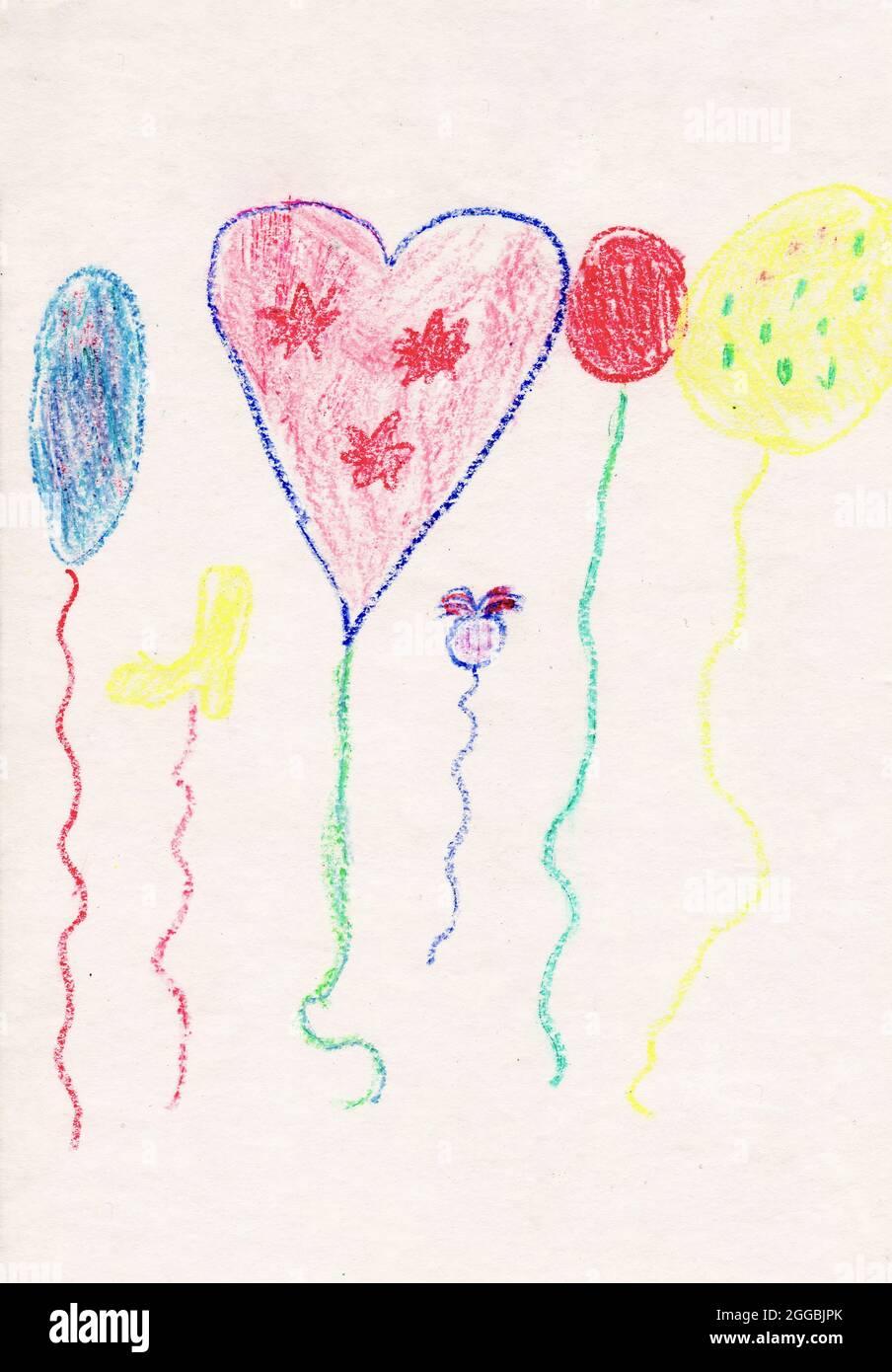Balloons Children's Drawing Illustration Stock Photo - Alamy