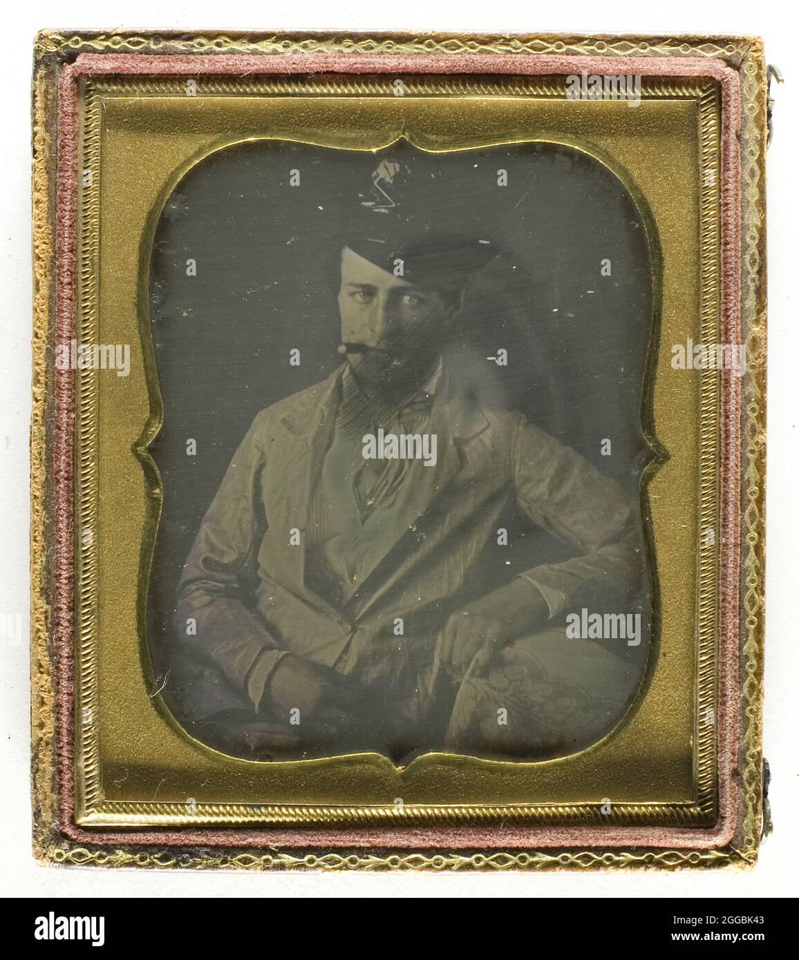 Untitled [man smoking cigar], 1839/99. Daguerreotype Stock Photo - Alamy