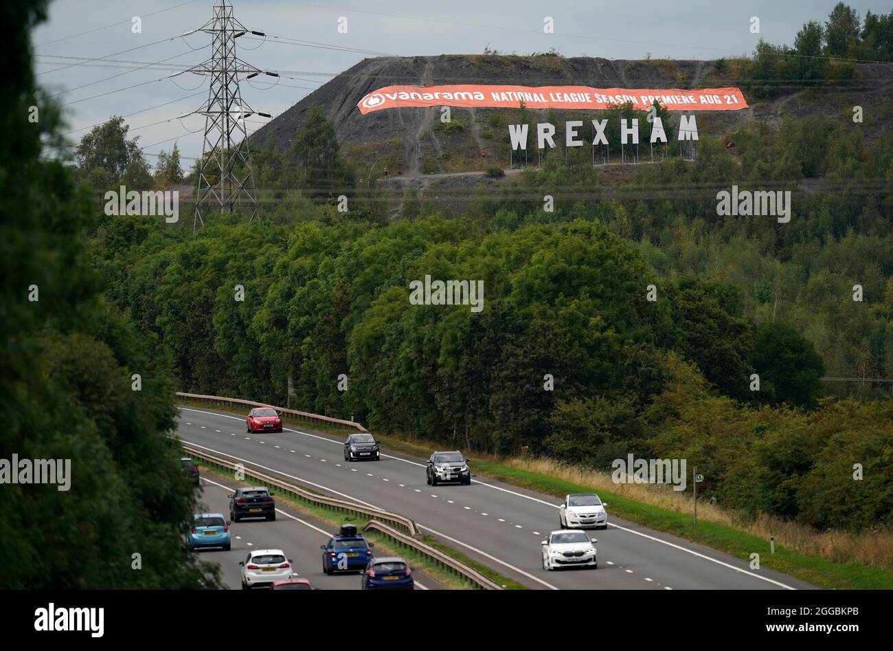 A large sign for Wrexham, in the style of the Hollywood sign in Los ...