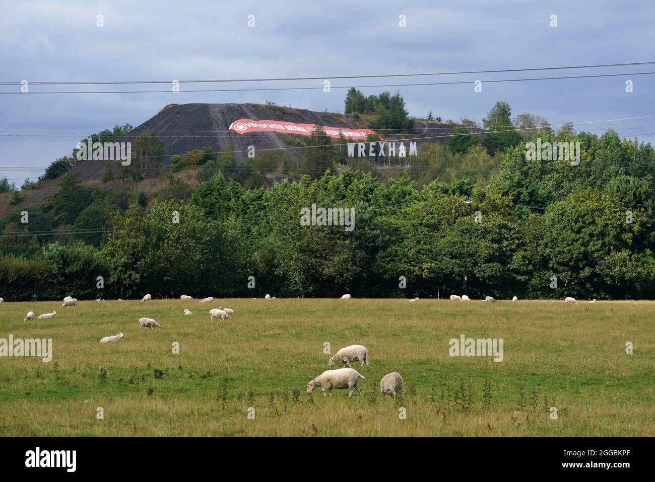 A large sign for Wrexham, in the style of the Hollywood sign in Los ...