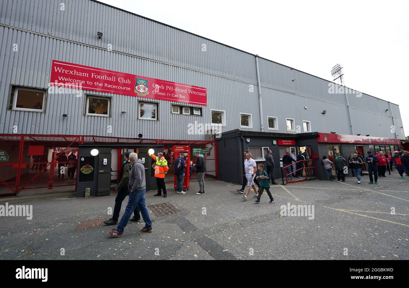 Wrexham fans outside the stadium before the Vanarama National League ...