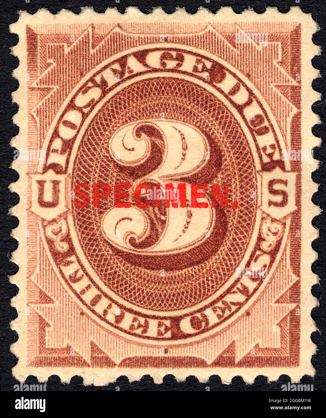 3c Postage Due specimen overprint single, 1884 Stock Photo - Alamy