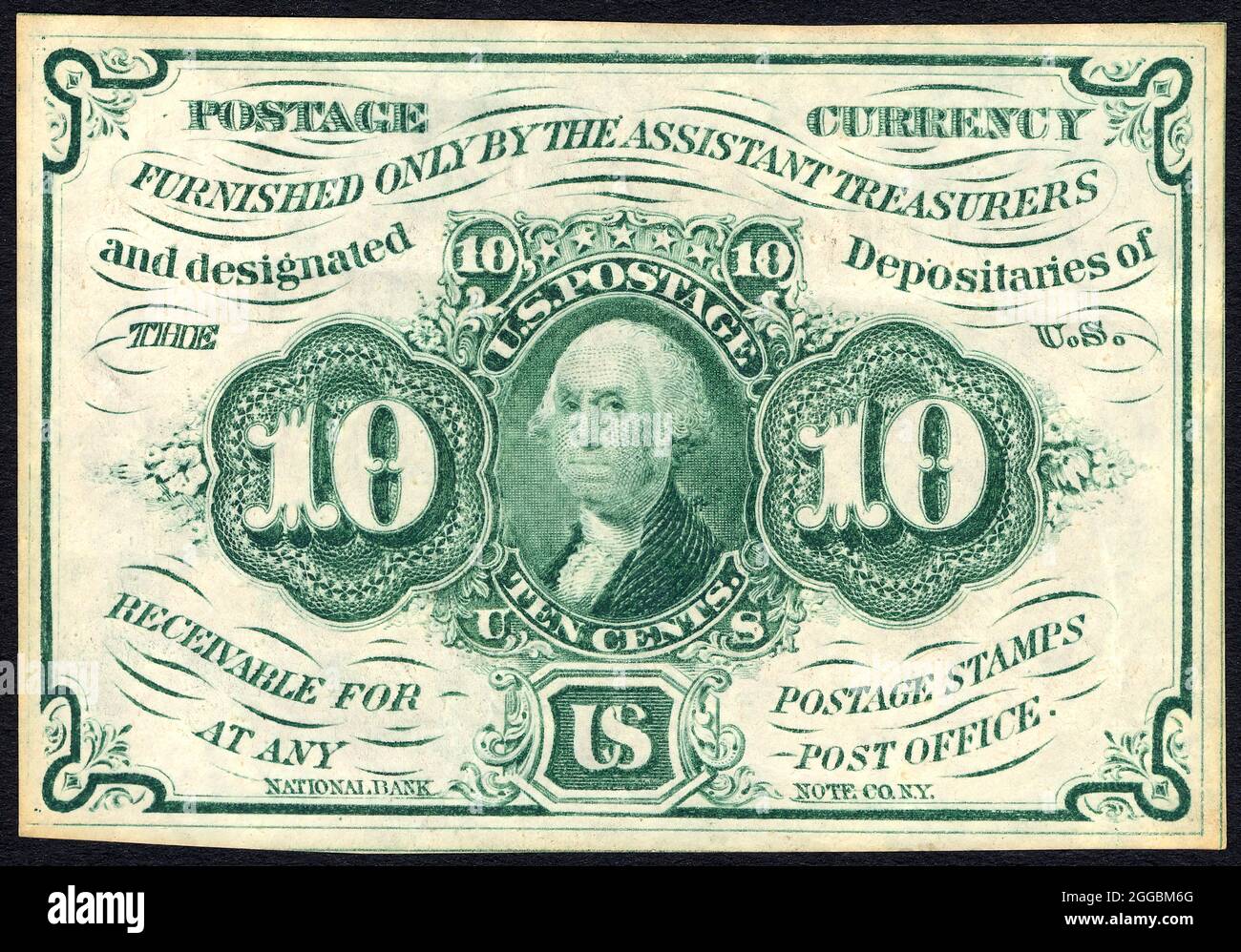 10c Washington postage currency, 1862 Stock Photo - Alamy