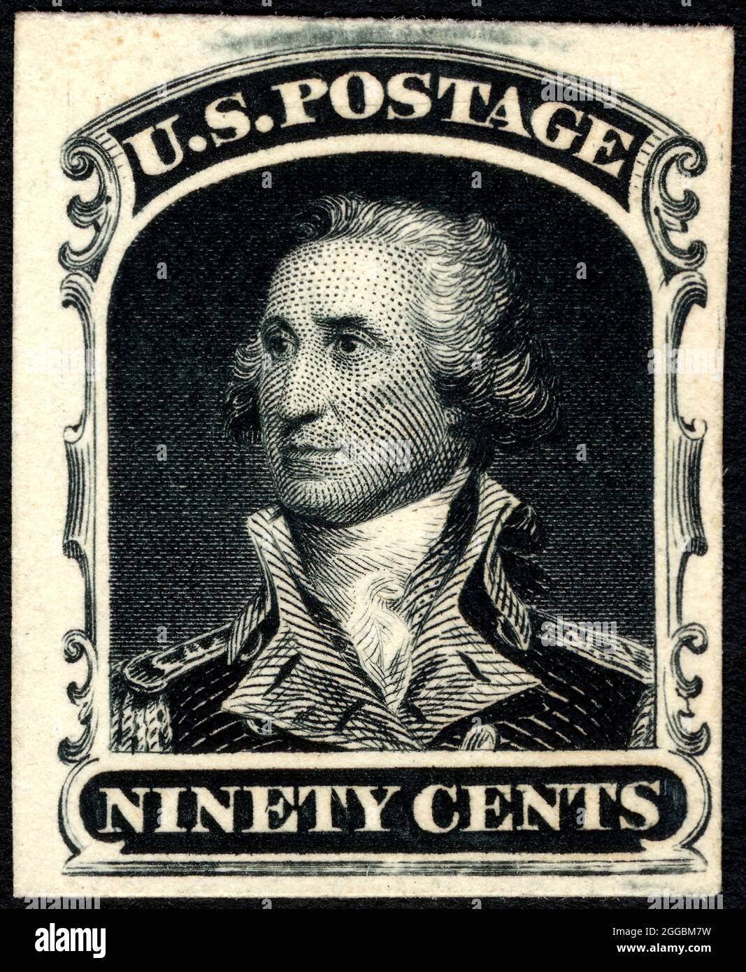 90c Washington trial color card proof, 1881. Trial color proof prepared ...