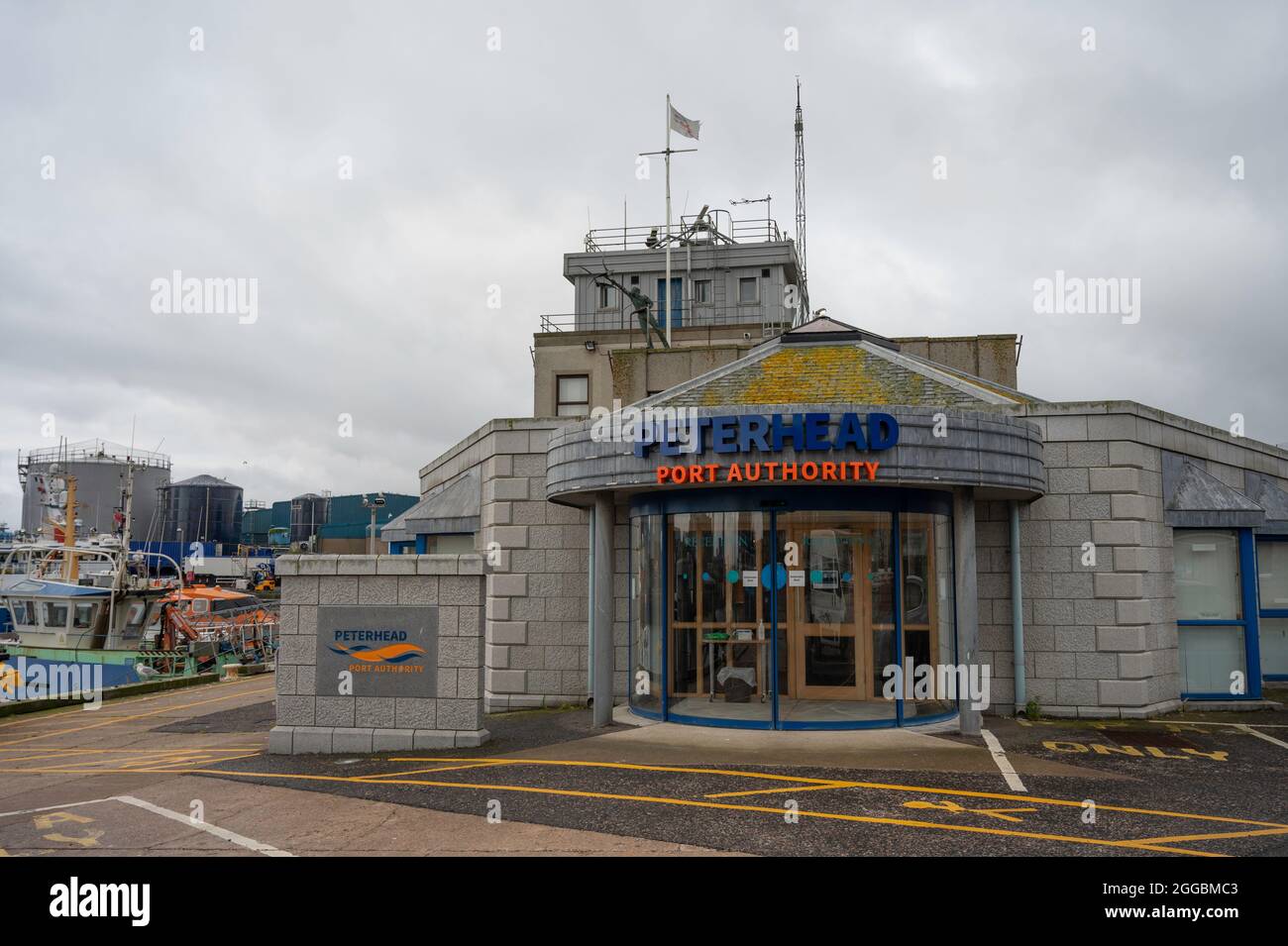 Exterior of Peterhead Port Authority building in north-east Scotland ...