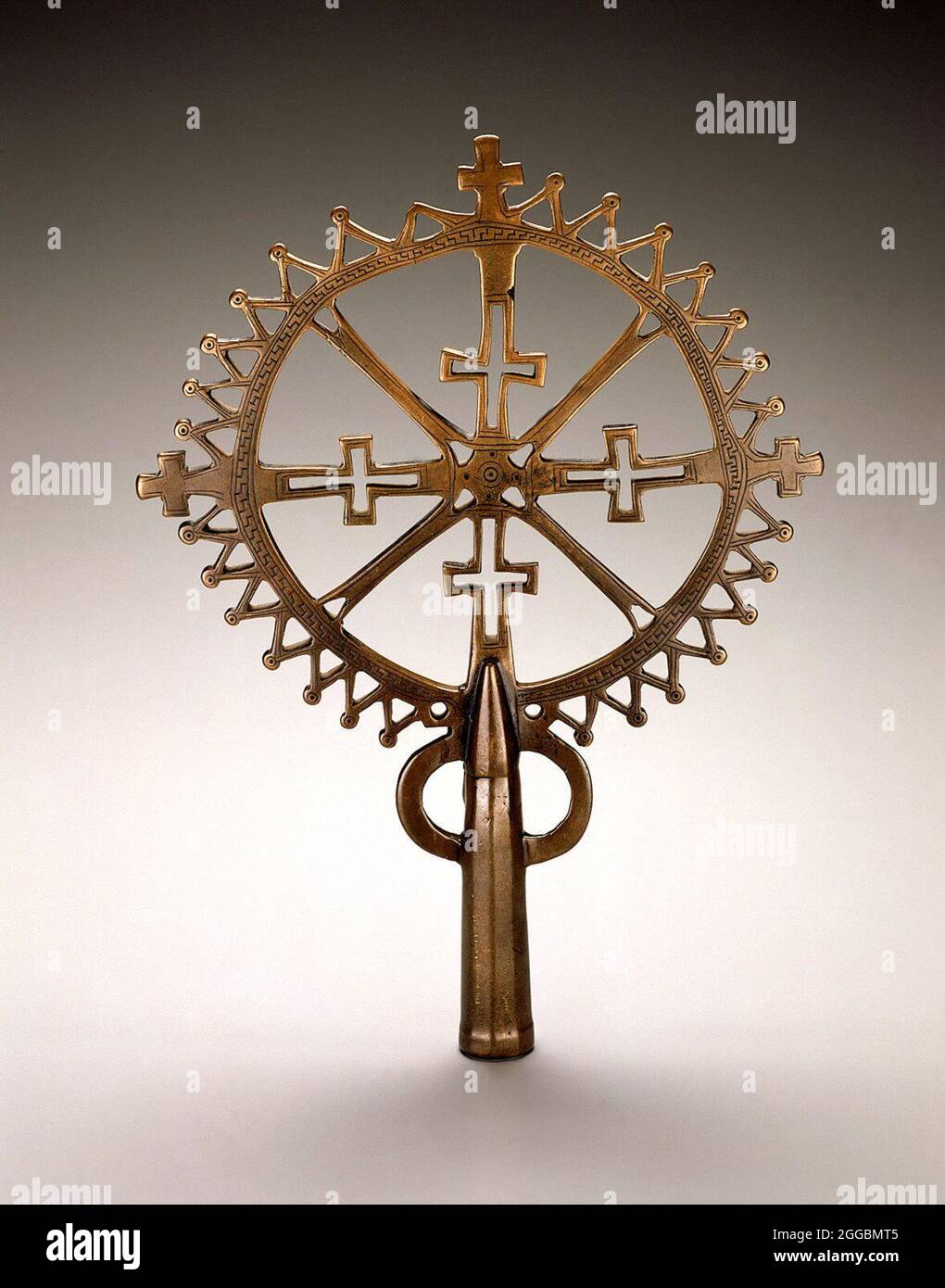 Cast copper alloy cross with a central four-cross openwork design ...